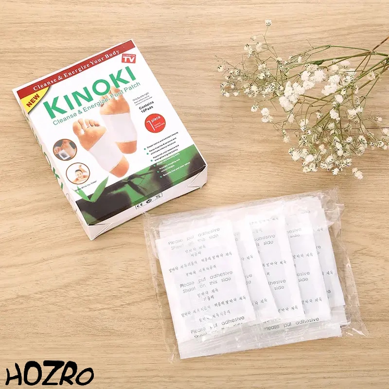 Set de 10 Plasturi Kinoki HOZRO, pentru Detoxifierea Organismului si ...