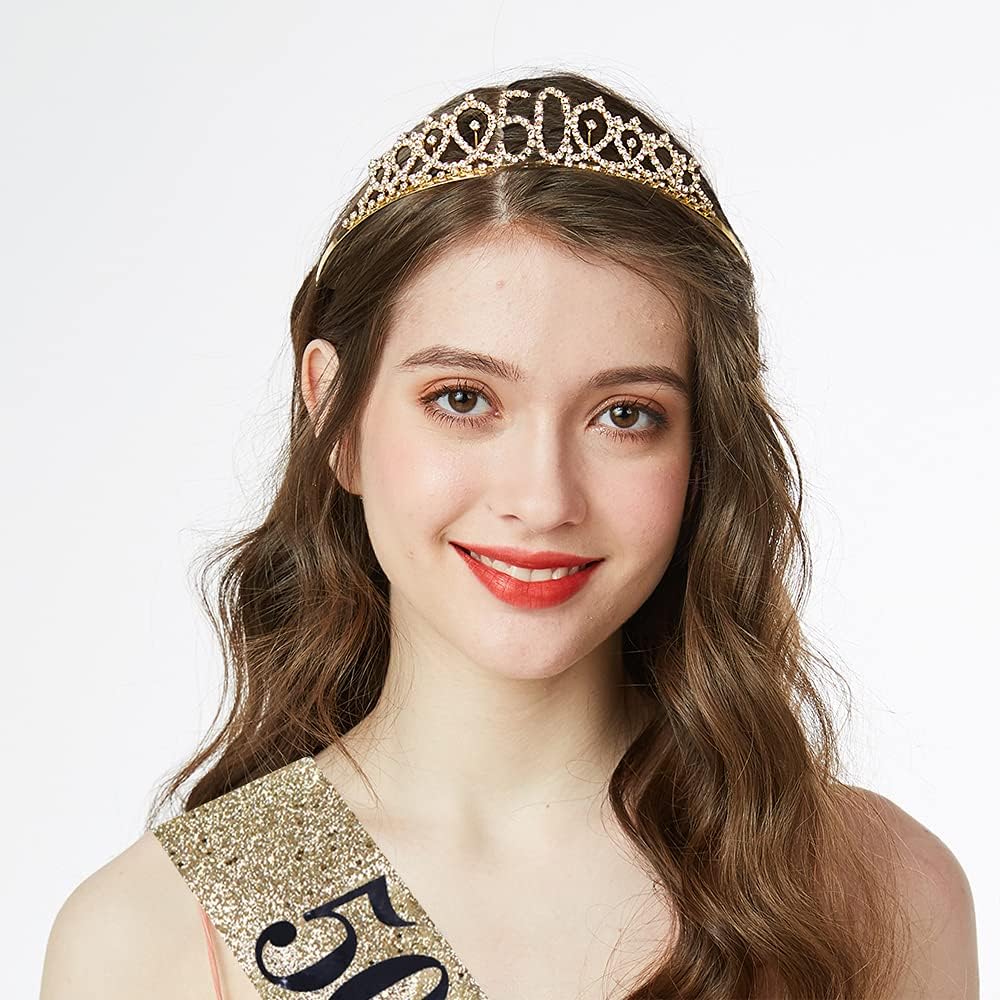 Set sash si tiara cu strasuri "30 & FABULOUS", alb cu litere aurii ...
