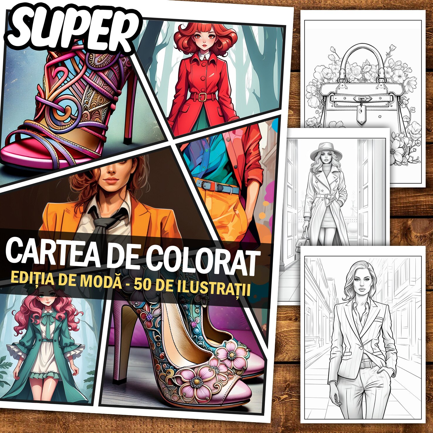 Super cartea de colorat, 50 de ilustratii - Editia de Moda, 106 pagini ...