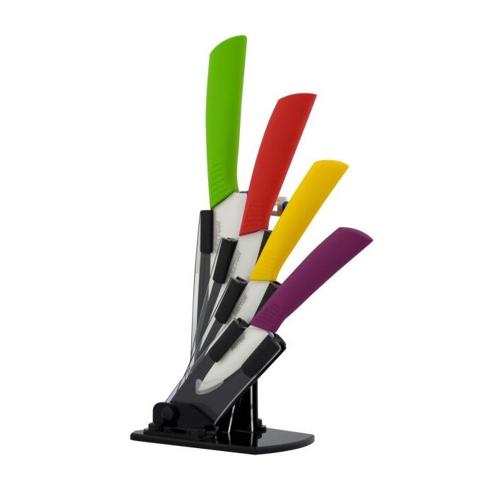 Комплект 4 керамични ножа белачка и стойка Emag Bg