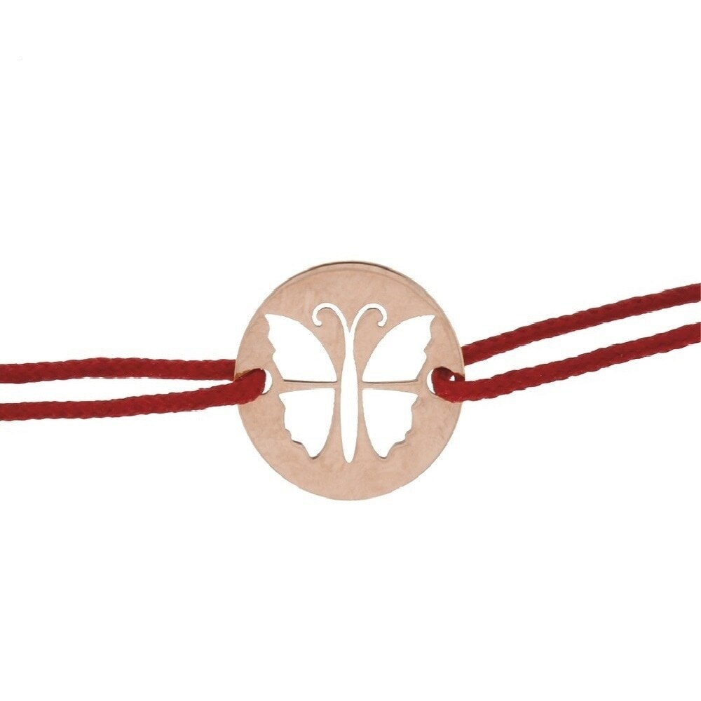 Bratara fluture din aur roz cu snur rosu - eMAG.ro