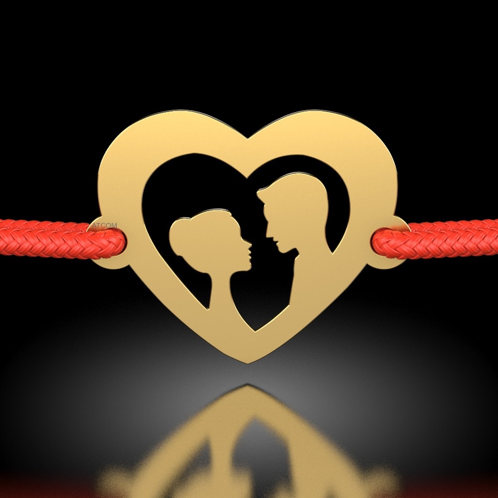 Bratara din aur galben cu snur model Inima Love story - eMAG.ro