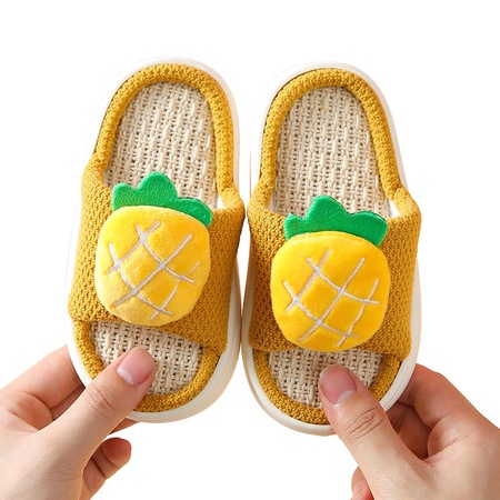 Papuci pentru copii, antiderapanti, model cu ananas, In/PVC, Galben, 40 ...
