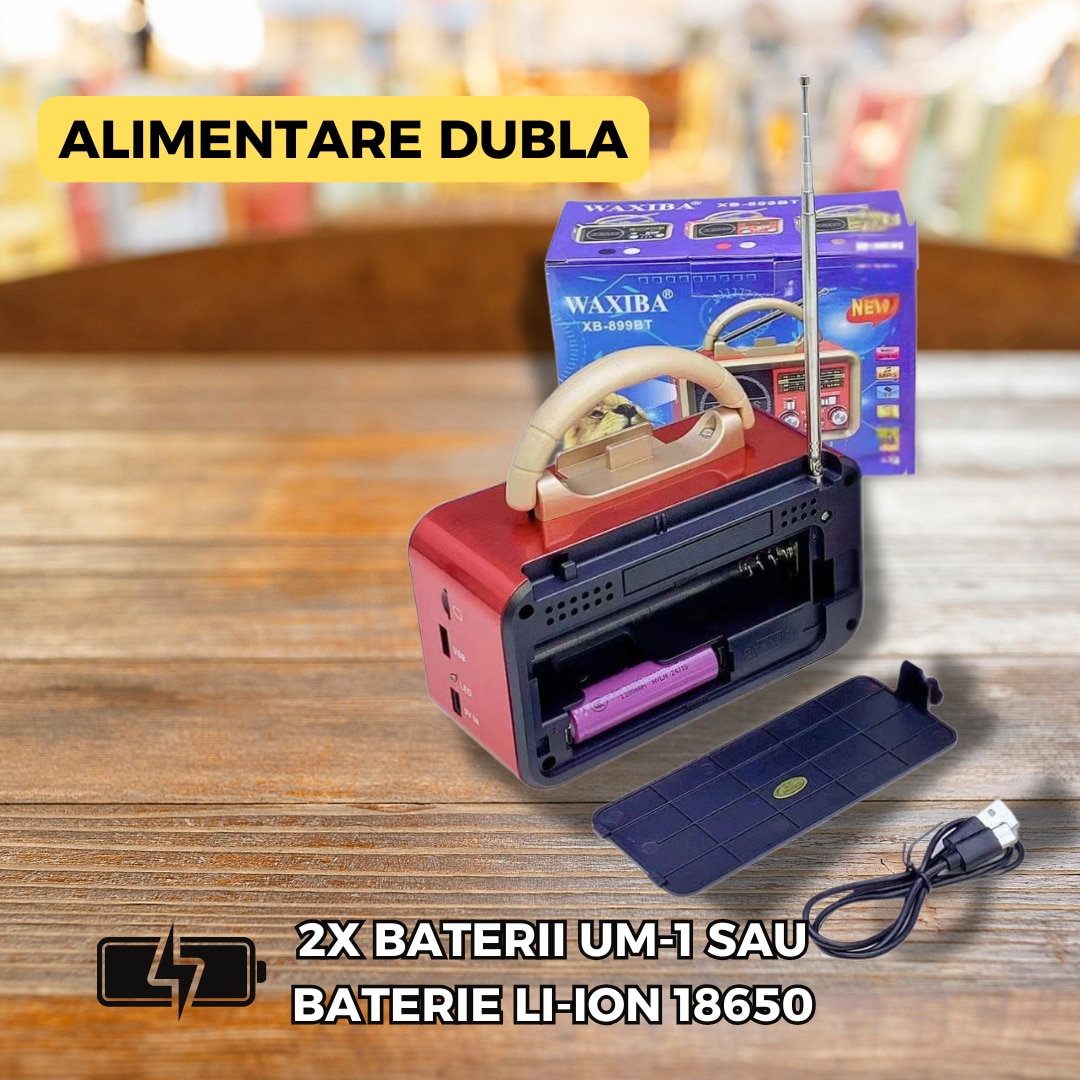 Radio portabil multifunctional XB-899 cu bluetooth, mp3, panou solar ...