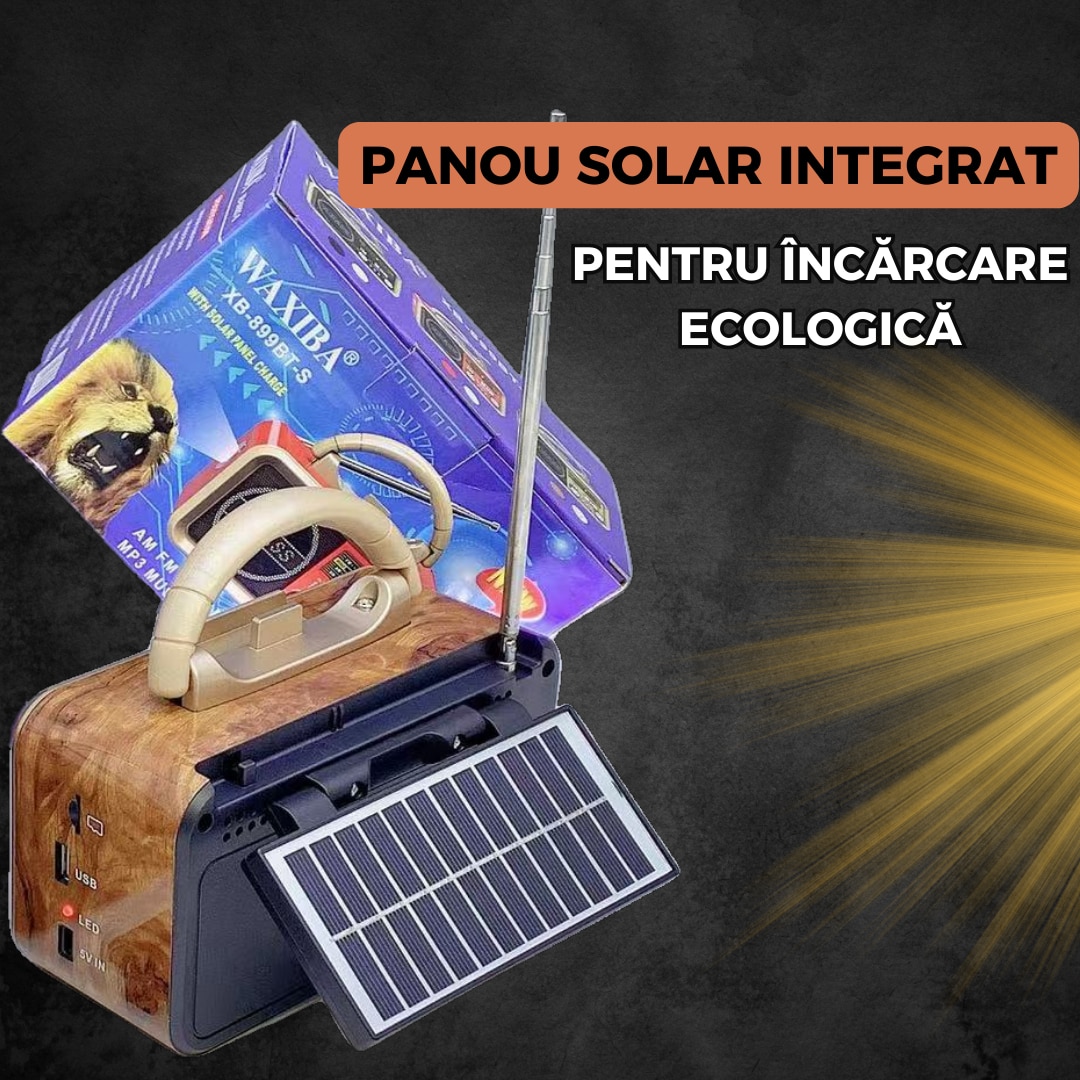 Radio portabil multifunctional XB-899 cu bluetooth, mp3, panou solar ...