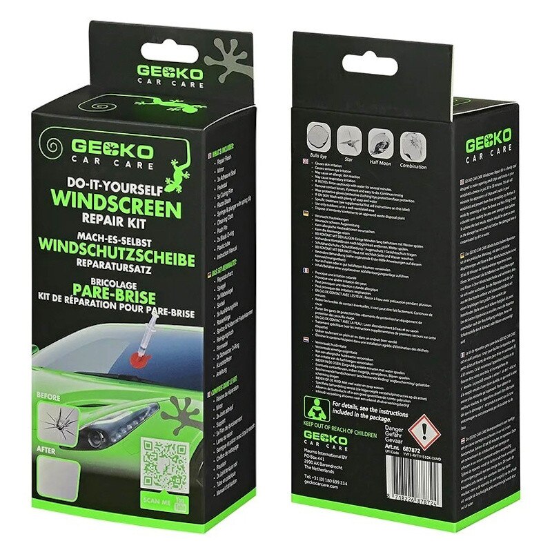 Kit reparatie parbriz GECKO cu accesorii si adeziv lipit crapaturi sau ...