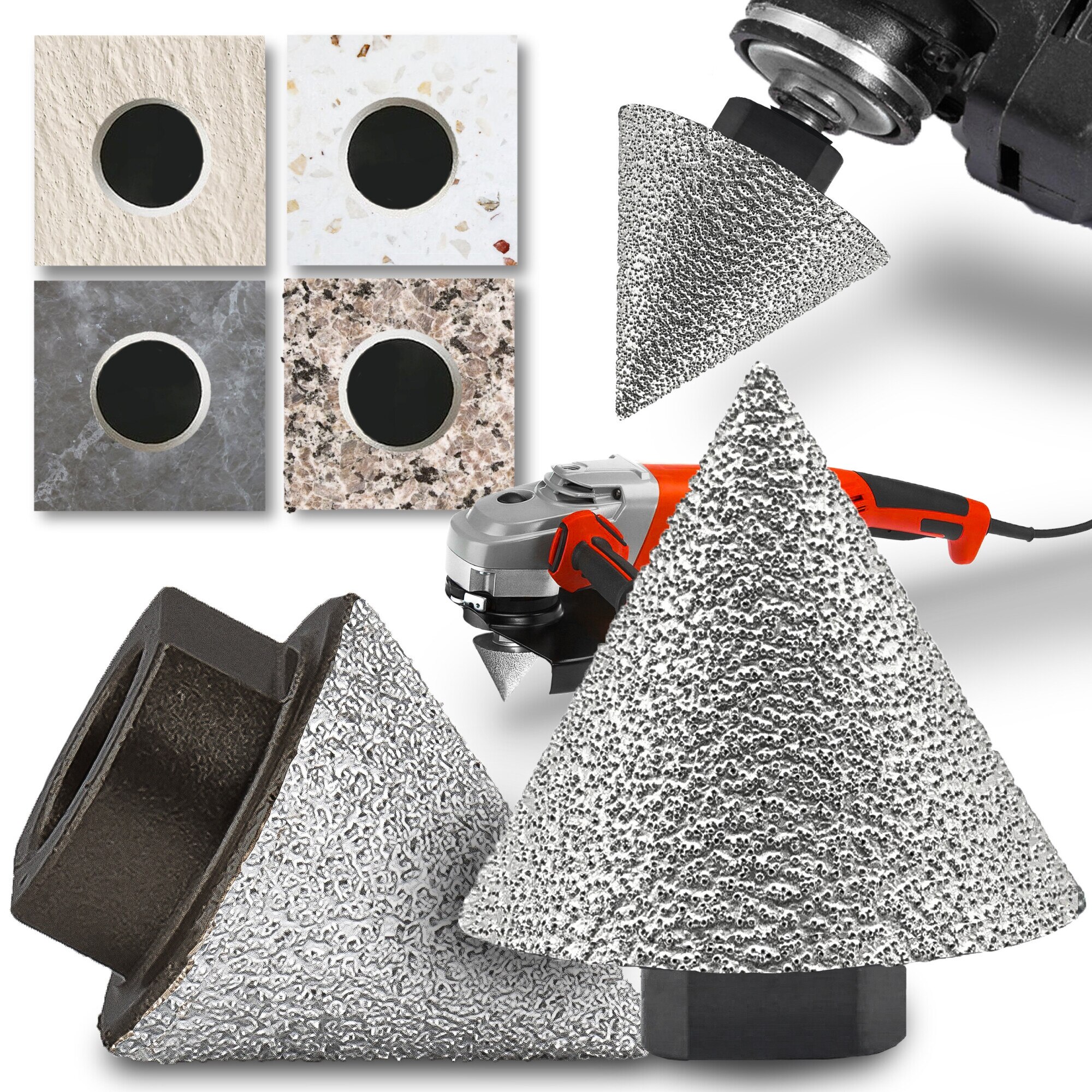 Freza cu diamant pentru gresie/marmura, Pixel, Forma conica, M14 2-50mm ...
