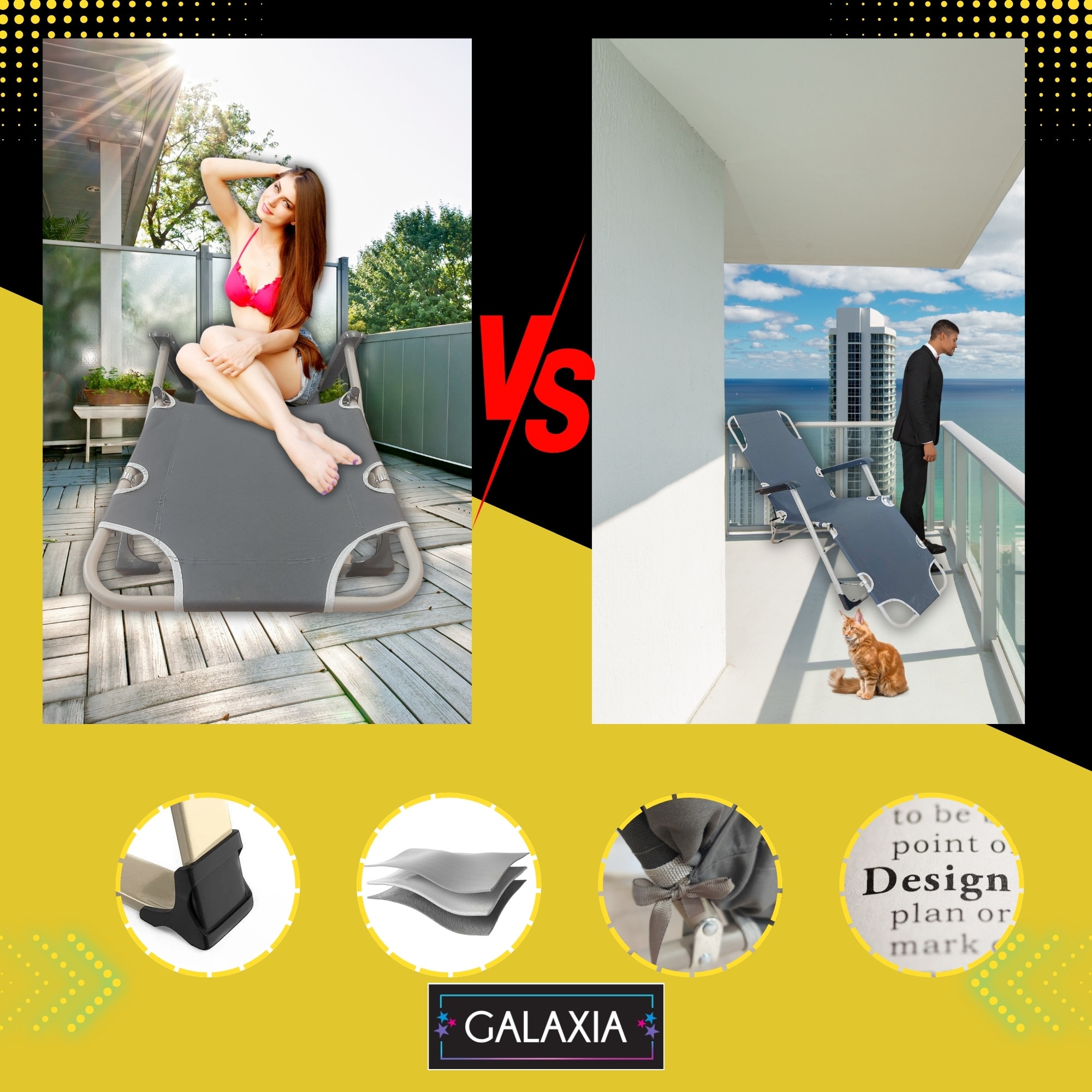 Fotoliu Sezlong Pliabil GALAXIA® cu Husa Subtire – Confort Zero Gravity pentru Gradina, Terasa ...