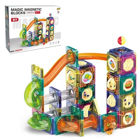 Set de constructie cu placi magnetice, 94 piese, Magneti Puternici ...