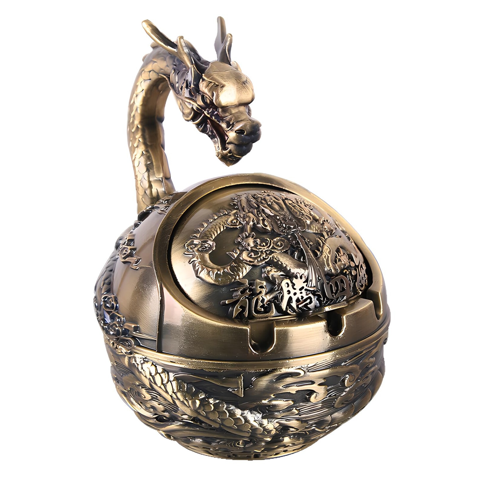 Scrumiera VPUINEFE Dragon, zinc, design vintage, capac semi-inchis ...