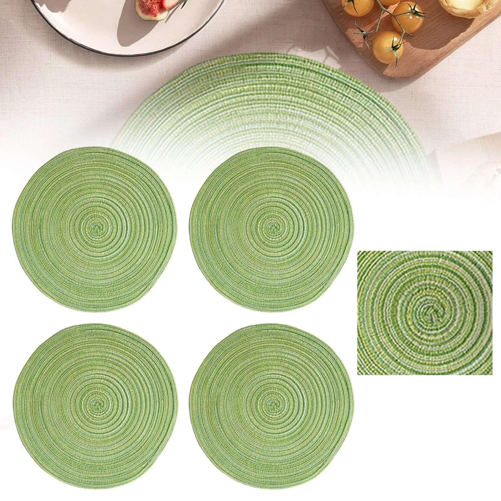 Set de 4 suporturi de masa rotunde din bumbac impletit, 15 inch ...