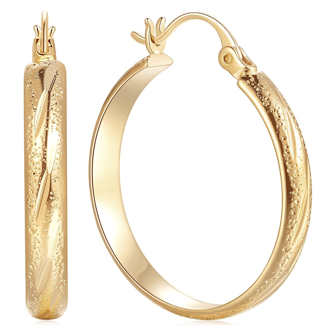 Cercei aur rotunzi 14K, Cercei aur dama eleganti cu model clasic 25mm ...