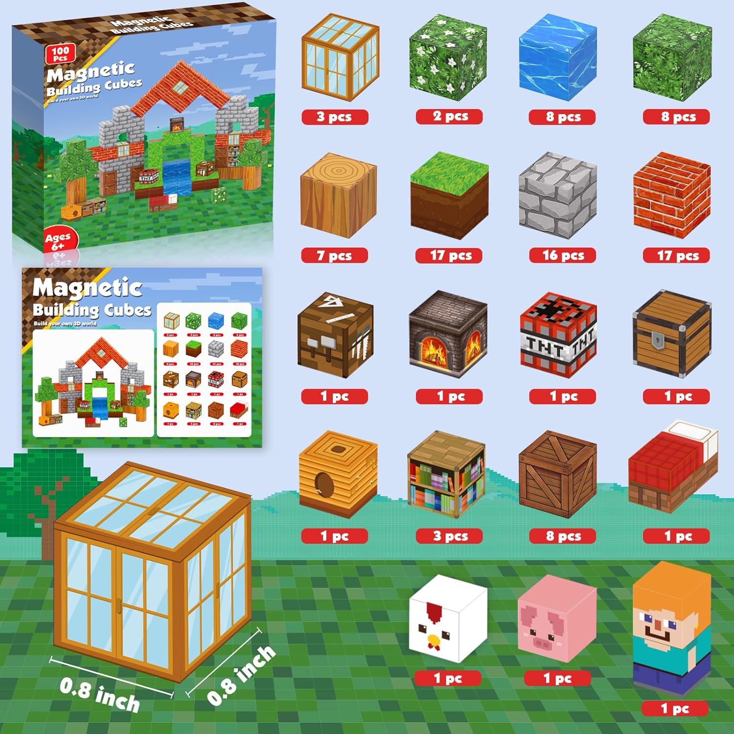 Blocuri de constructie magnetice, 100 de bucati Blocuri de constructie ...