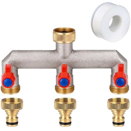 Distribuitor de apa 3 cai din alama, cu 3 valve independente, 3/4 inch ...