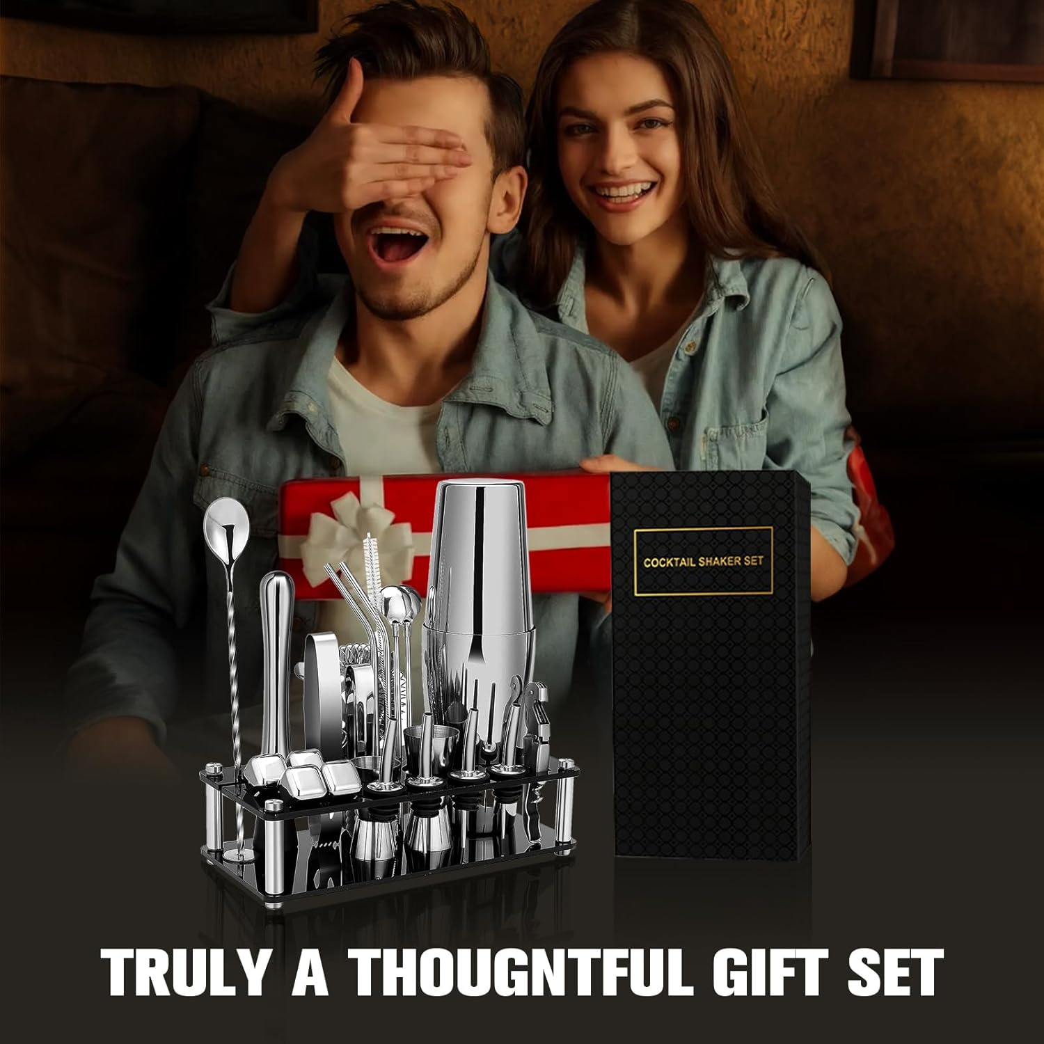 Set barman pentru preparare bauturi 23 piese, otel inoxidabil, 750ml si ...