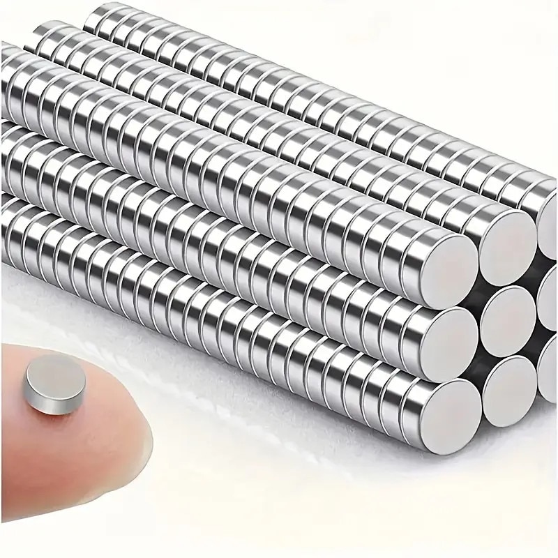 Set magneti rotunzi puternici Neodim 6x2 mm, argintii - 50 buc - eMAG.ro