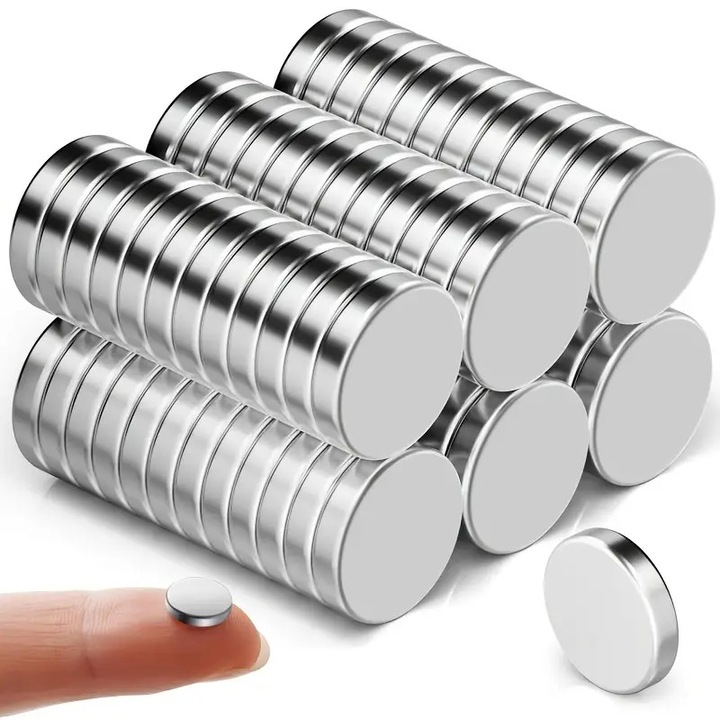 Set magneti rotunzi puternici Neodim 10x2 mm, argintii - 20 buc - eMAG.ro