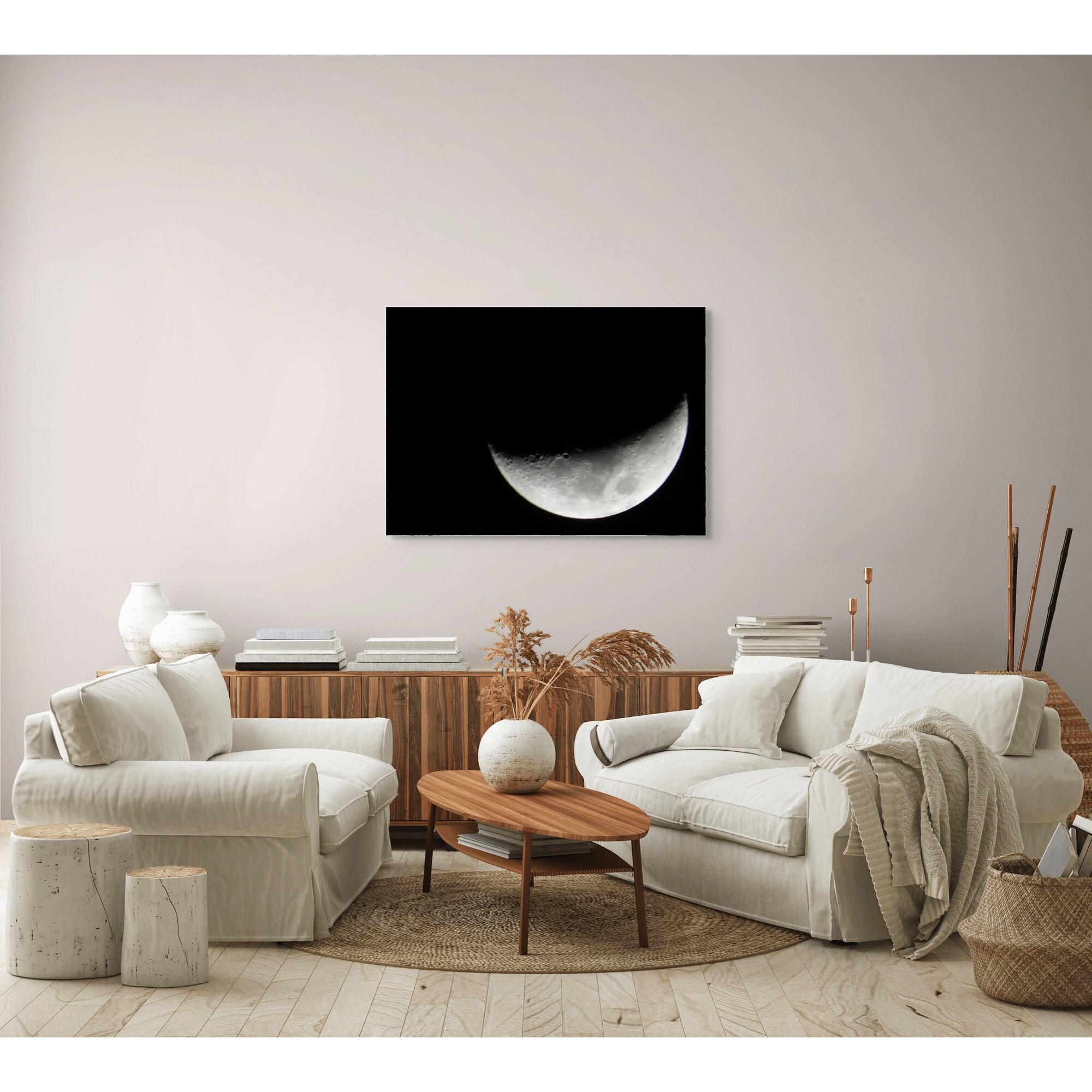 Tablou Canvas, "Albastrul intunecat al lunii pe cer", Luna, Semiluna ...