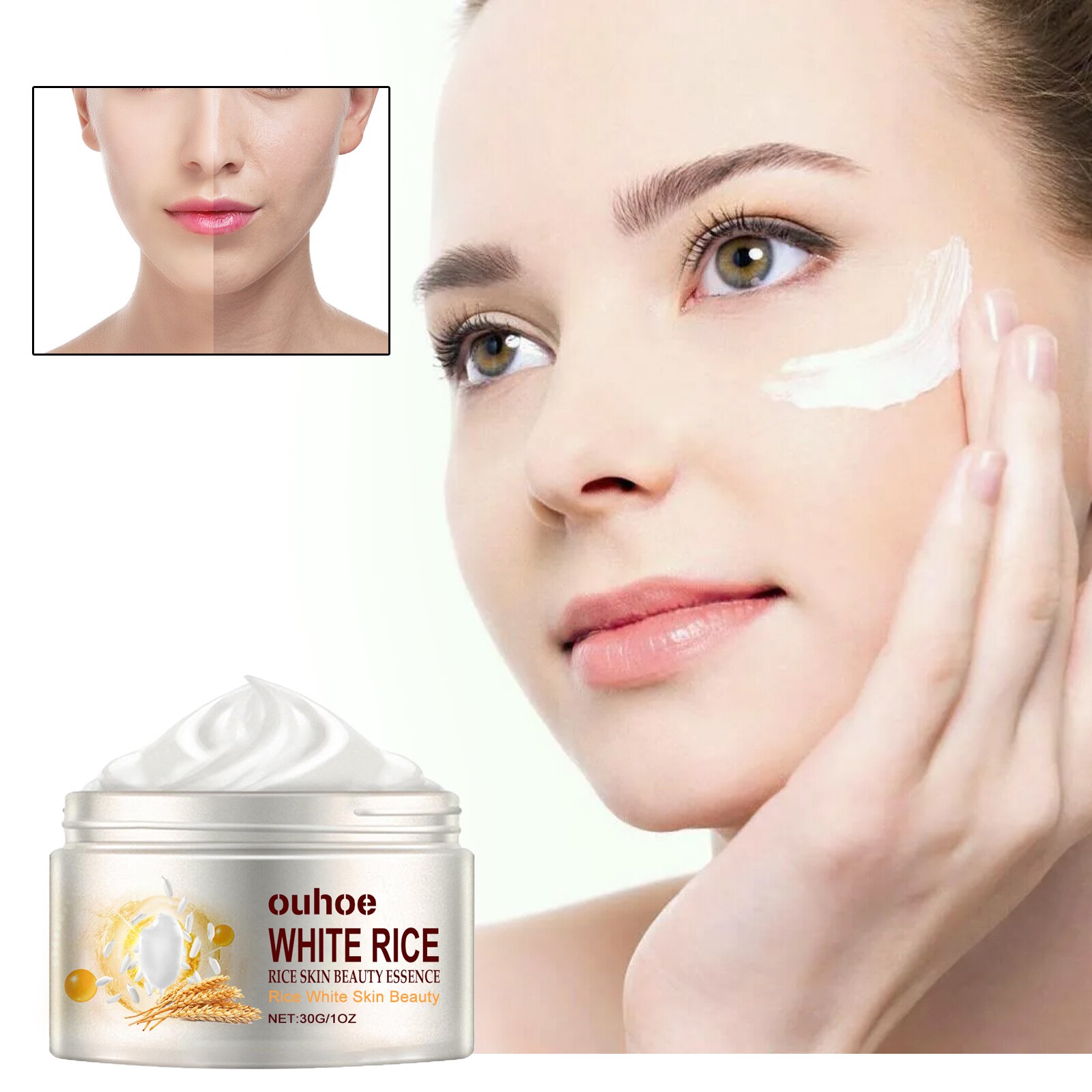 Crema de fata, OUHOE, cu orez alb, hidratare, albire, 30g - eMAG.ro