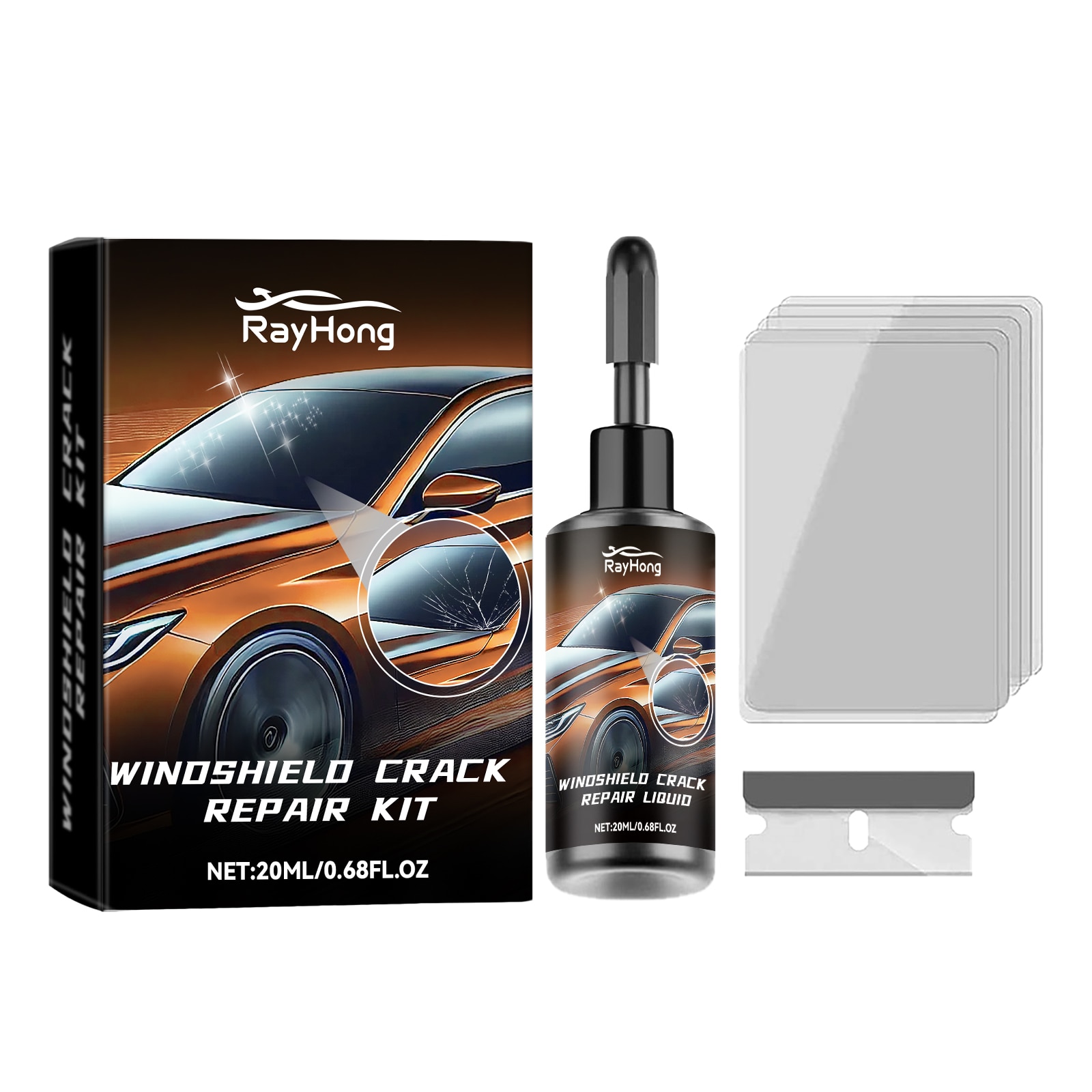 Kit de reparare parbriz auto, Rayhong, fluid de reparare, transparent ...