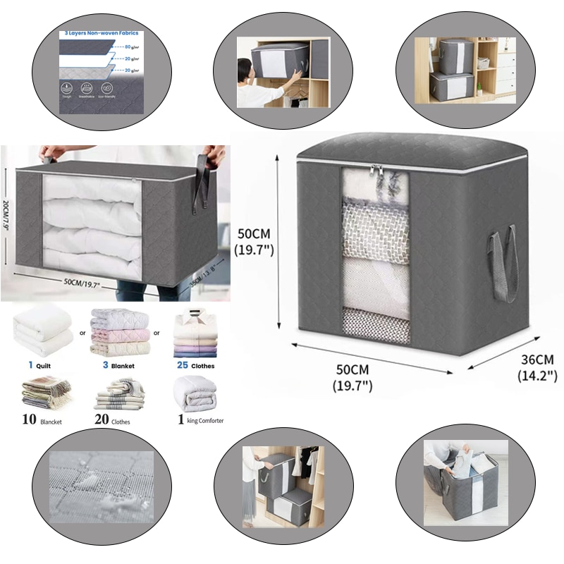 Set 2 cutii depozitare pliabile Lifewit, 90L, cu capac, pentru pilote ...