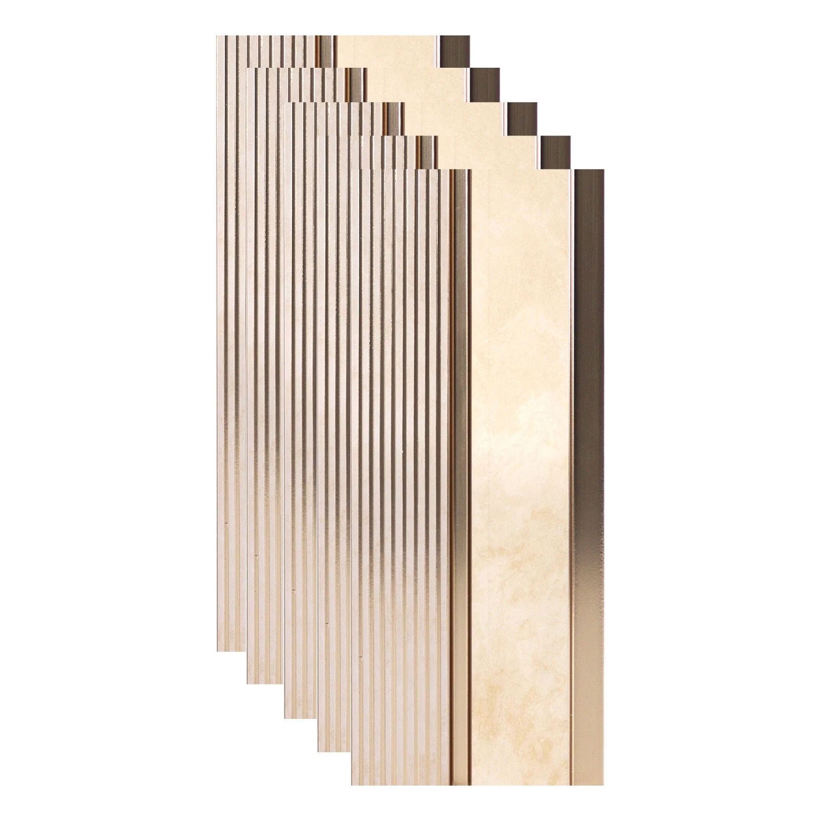 Set 5 panouri decorative, riflaj, polimer rigid, 270x12x1.2cm, Auriu ...