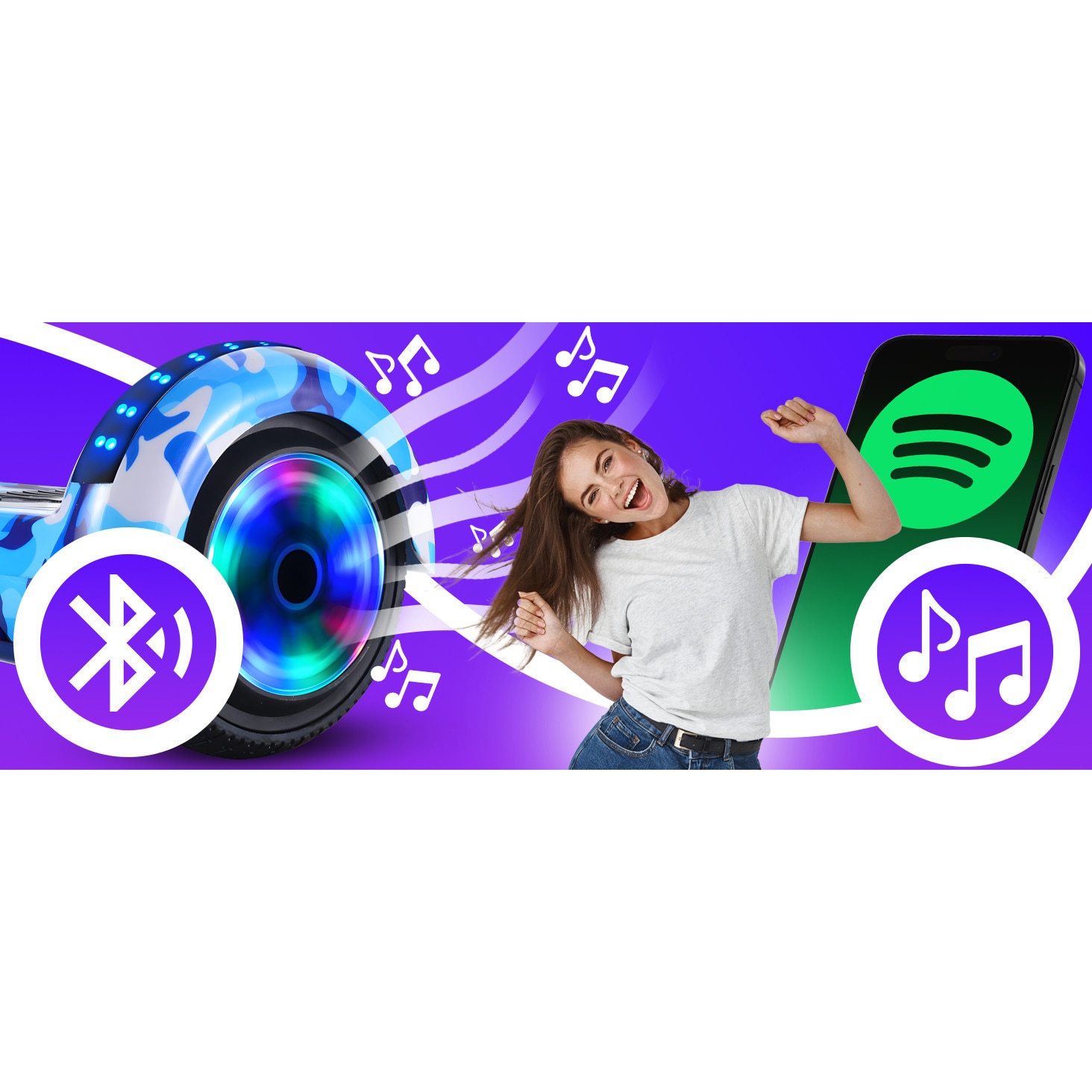 Hoverboard RETOO TravelMate 500W Cu LED, Boxe Bluetooth Incorporate ...