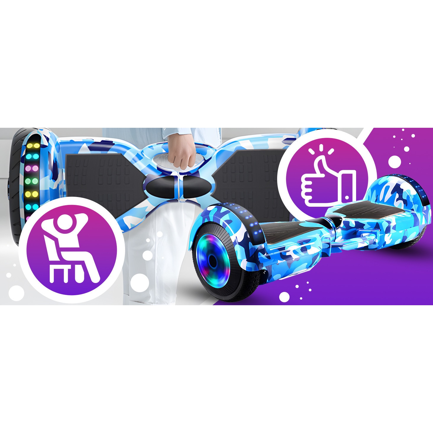 Hoverboard RETOO TravelMate 500W Cu LED, Boxe Bluetooth Incorporate ...