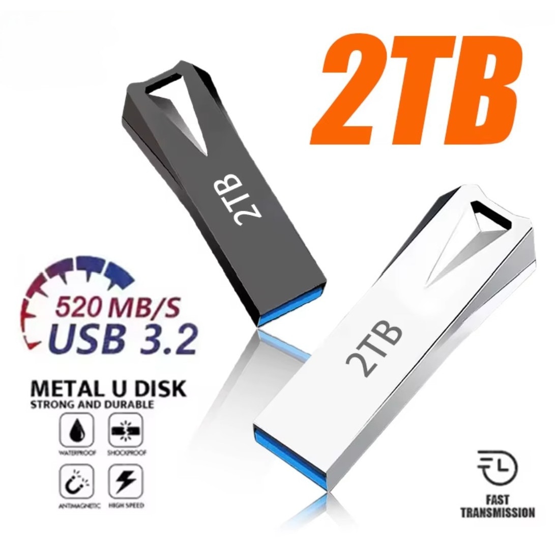 Stick 2TB/2000GB, USB 3.2, Metal, Gri + Adaptor USB tip C - eMAG.ro
