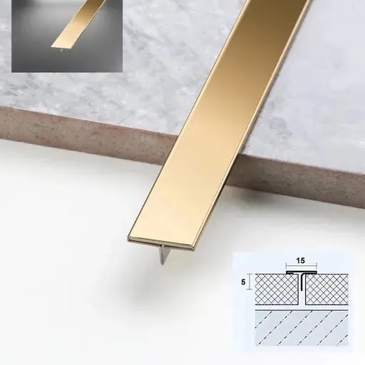 T-alakú átmeneti profil, 25 mm arany, hossz 2, 70 m, 304-es ...