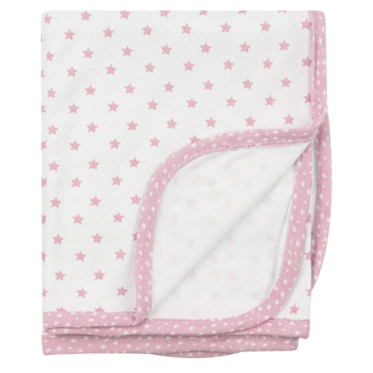 Patura CARODIS pentru patut, 90x80 cm, bumbac, ecru cu stele roz ...