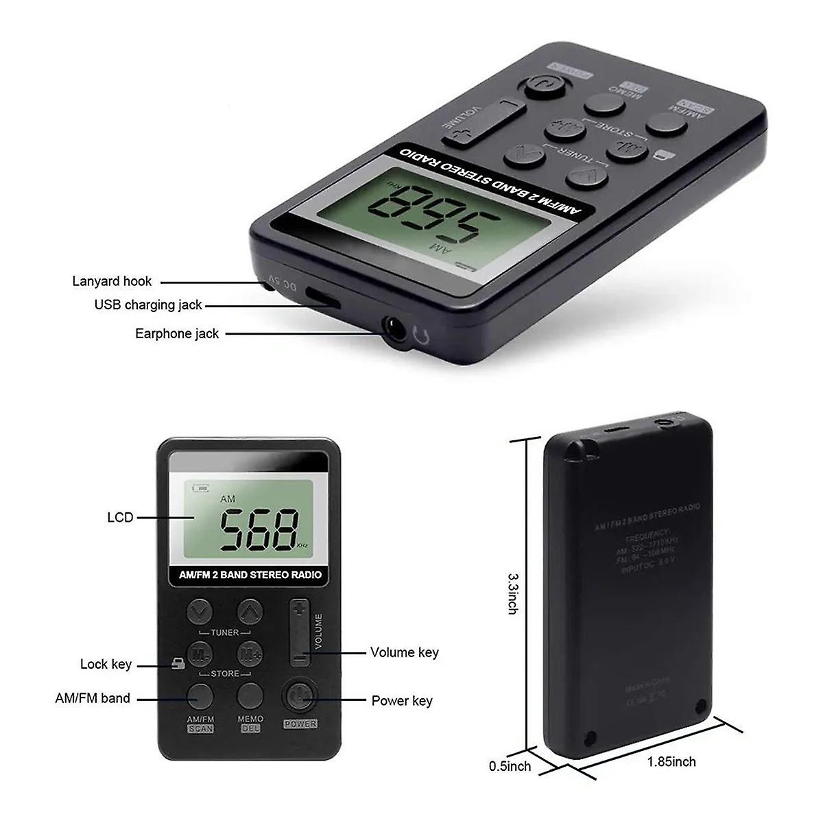 Radio portabil FM/AM, plastic, receptor stereo digital, display LCD, cu ...