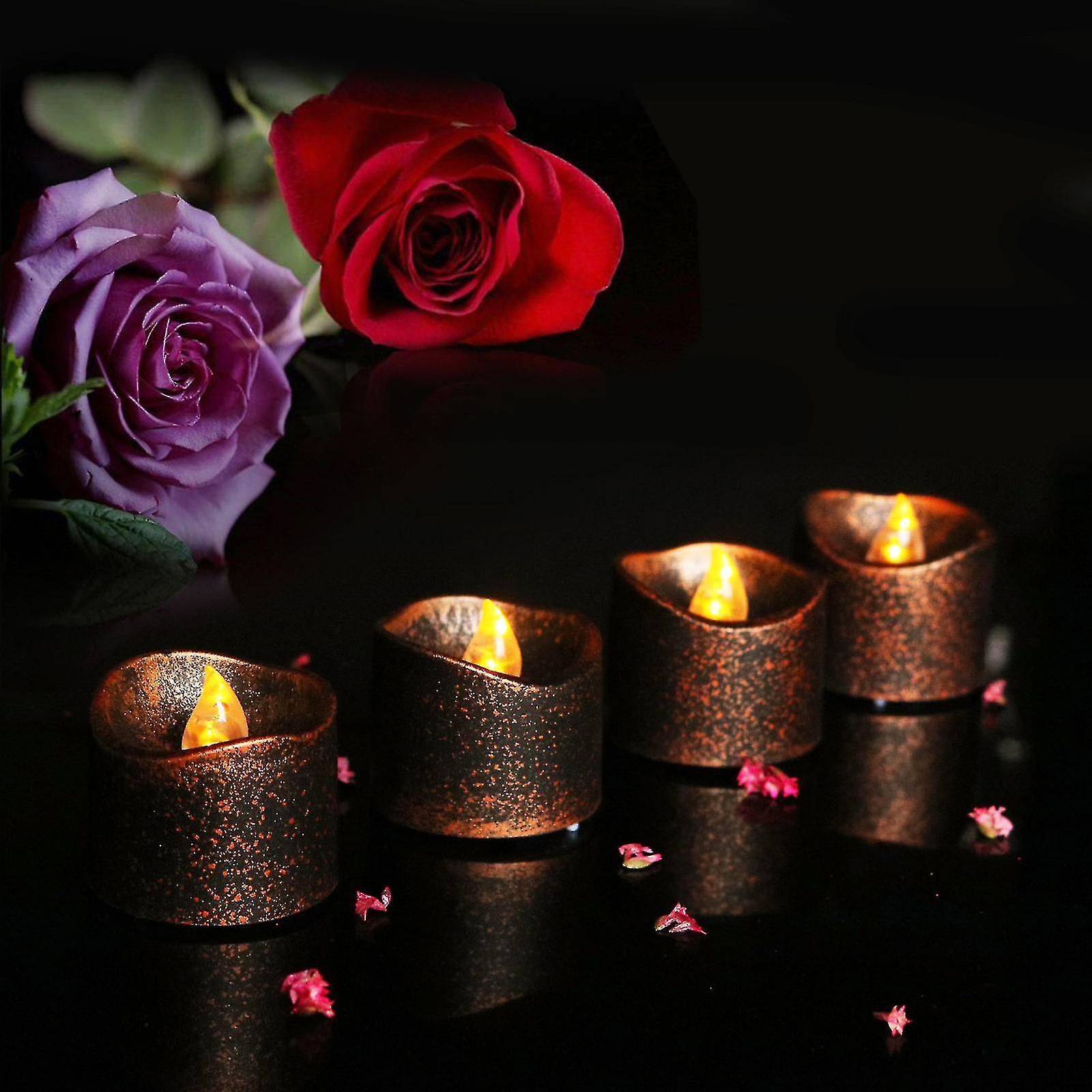 Set 12 Lumanari electrice, LED, Rosu/Maro, 3.6x3.3cm - eMAG.ro