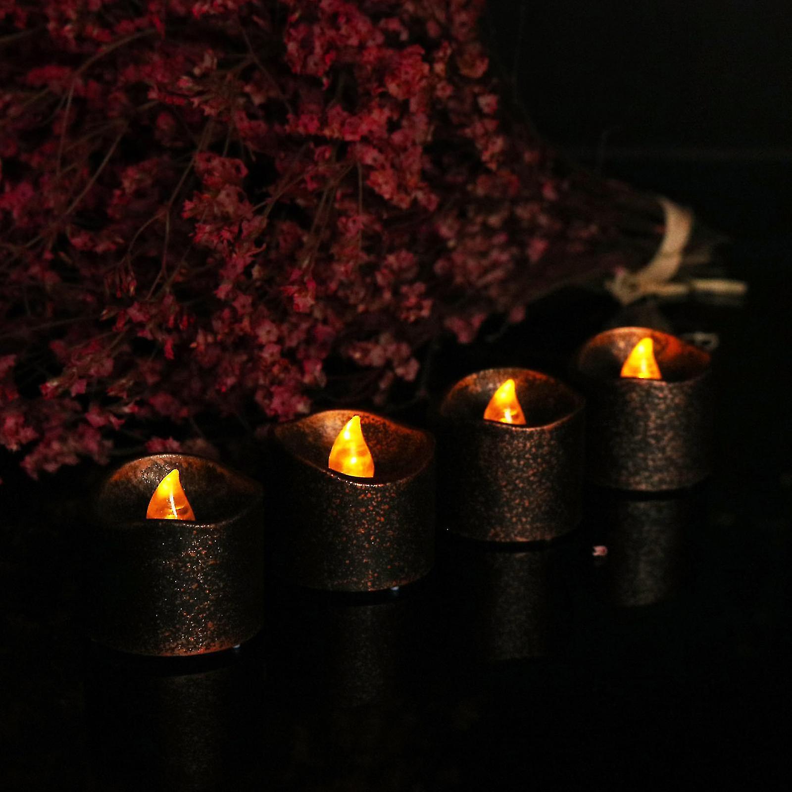 Set 12 Lumanari electrice, LED, Rosu/Maro, 3.6x3.3cm - eMAG.ro