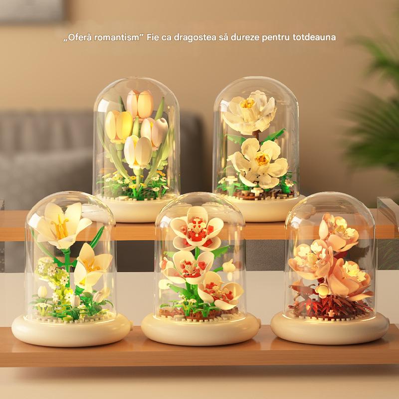 Комплект строителни блокчета "Цветя", 157 части, със защитен капак ...