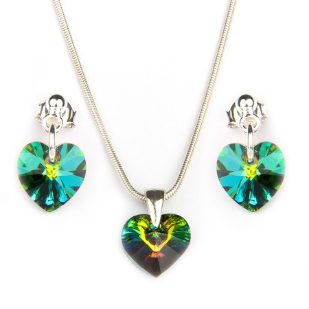 Set Belmondo cercei si medalion inima 10 mm vitrail mediu cu surub ...