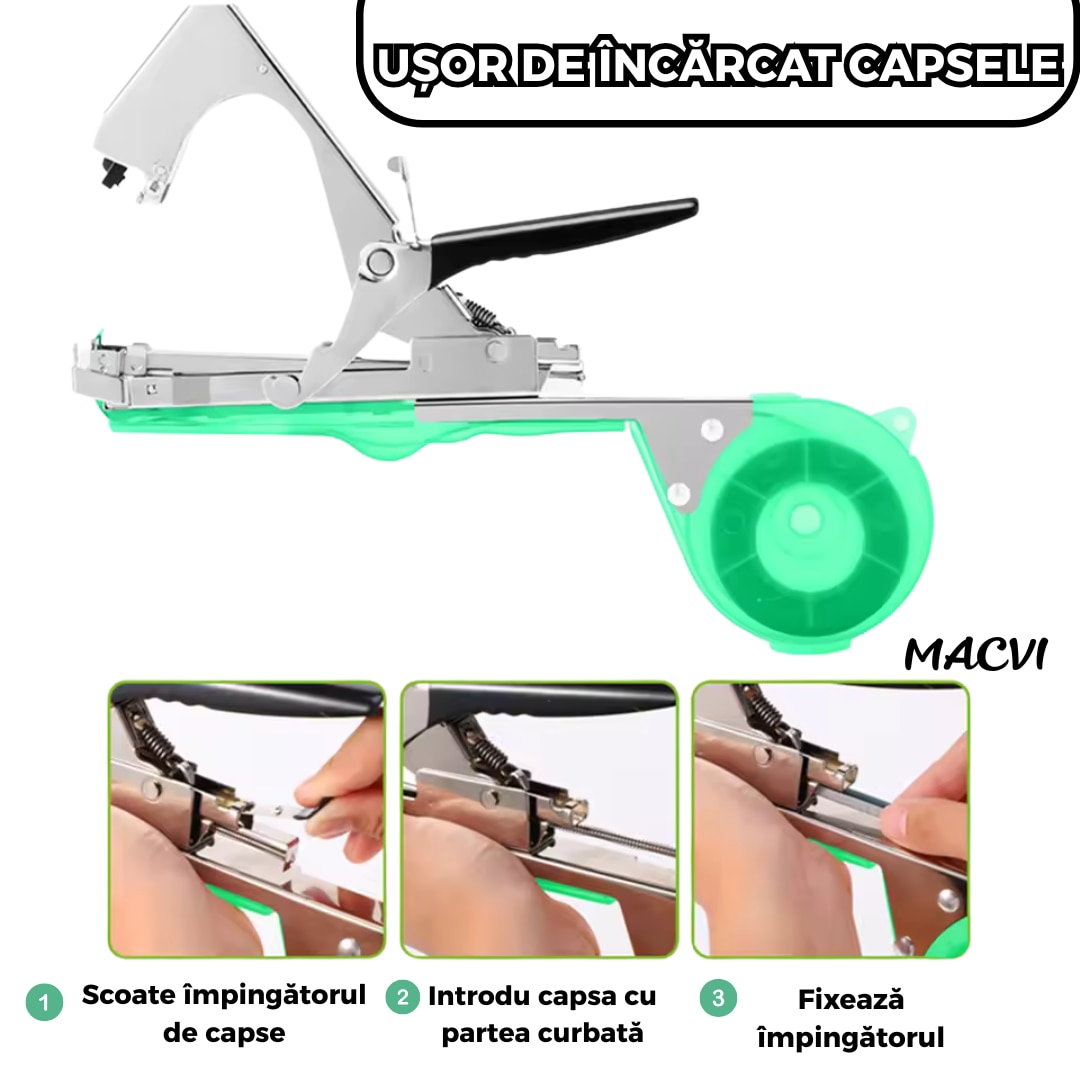Aparat pentru legarea plantelor Macvi® cu 10.000 capse si 20 role de ...