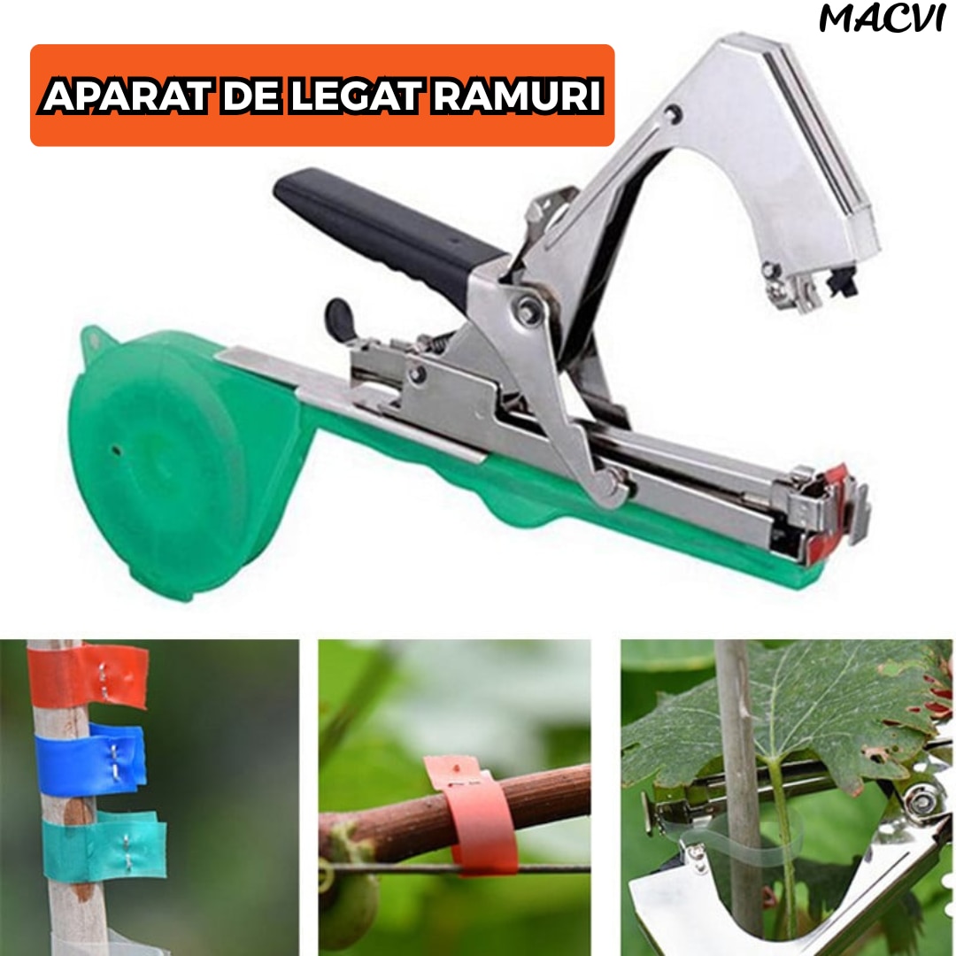 Aparat pentru legarea plantelor Macvi® cu 10.000 capse si 20 role de ...