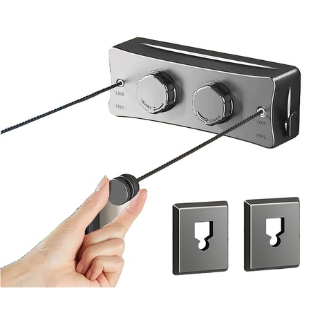 Uscator rufe retractabil, montare pe perete, negru, sarme haine din ...