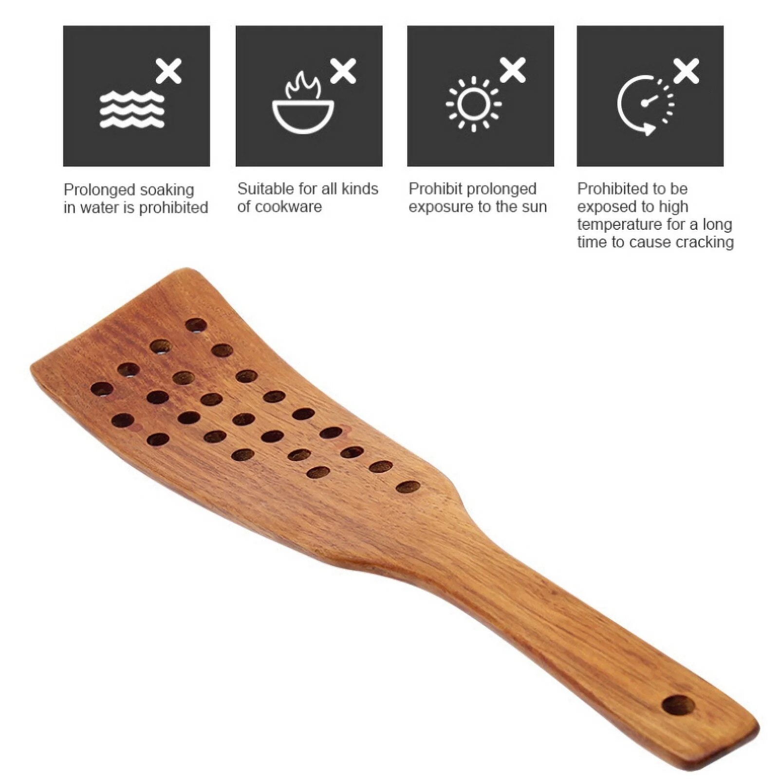 Spatula din lemn cu 24 de gauri, multicolor, 33x7.5x1.5cm - eMAG.ro