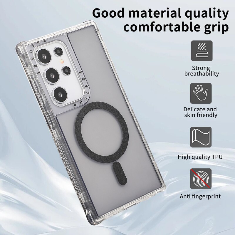Husa telefon magnetica pentru Samsung S25 Ultra, gri, design subtire si ...