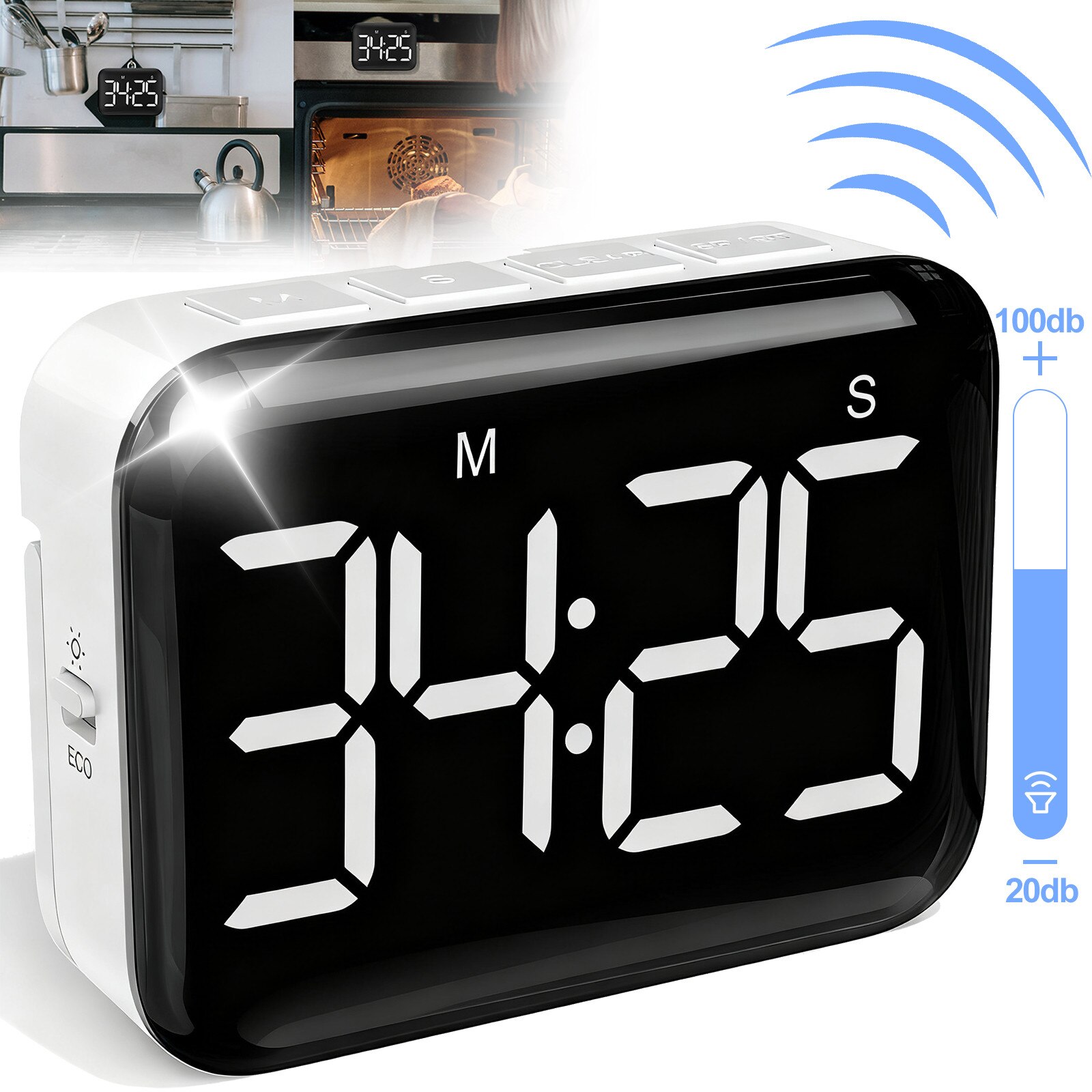 Timer Digital de bucatarie, BYONDSELF®, ecran mare LED de 4.0 inchi ...