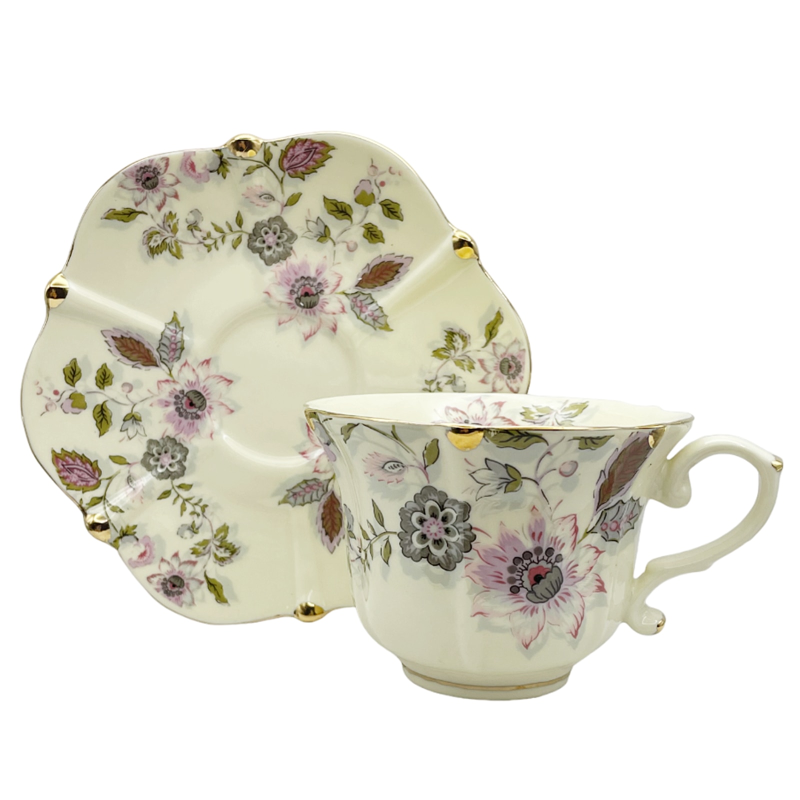 Set portelan Vintage, 2 Cesti si Farfurii Giselle, 180ml, Crem - eMAG.ro