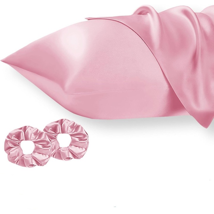 Set 2 Fete Perna 50x75 cm, 2 Elastic Franghie de par, Satin cu ...