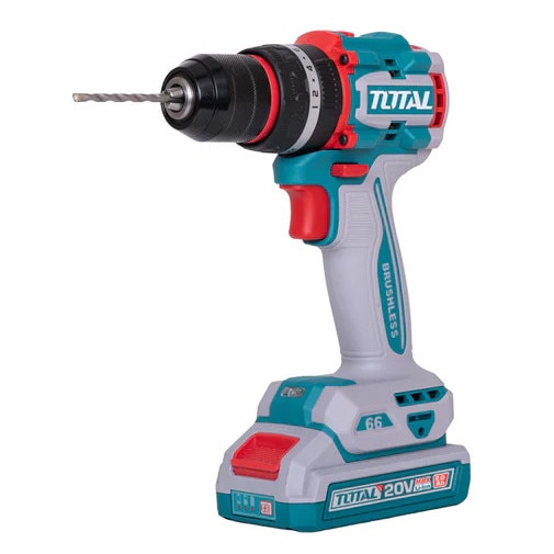 Masina de gaurit cu percutie pe acumulator Total, motor fara perii, 20V ...