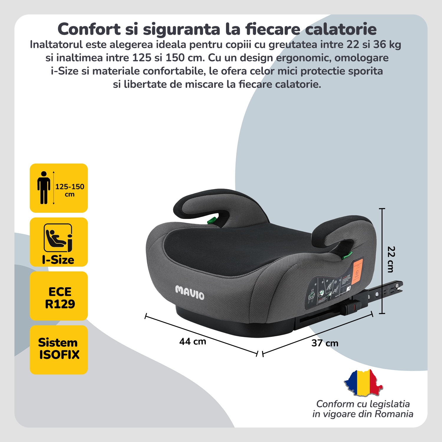 Inaltator Auto pentru Bebelusi si Copii Mavio®, Model RideUp Plus ...