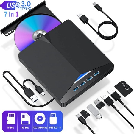 Unitate optica externa 7 in 1, USB 3.0, cititor si scriitor CD/DVD ...