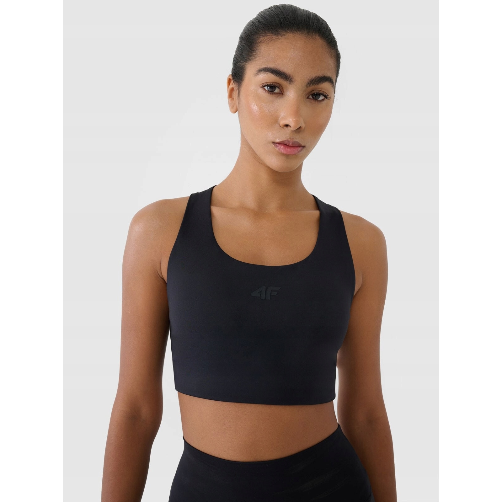 Bustiera Sport 4F Femei Negru Interlock XS-XL Suport Usor Uscare Rapida ...
