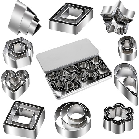 Set de 30 forme prajituri din inox, diverse forme, argintii, 1.5-4cm ...