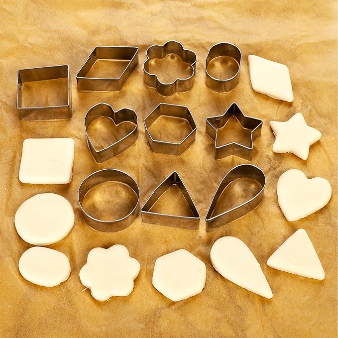 Set de 30 forme prajituri din inox, diverse forme, argintii, 1.5-4cm ...